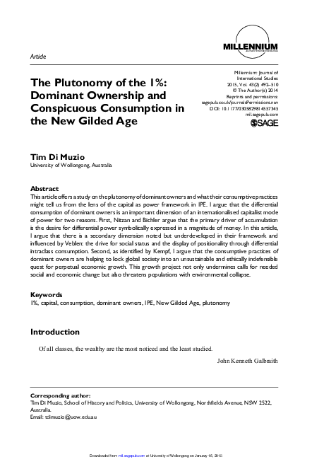 (PDF) The Plutonomy of the 1%