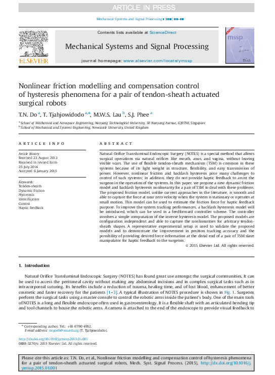 (PDF) Nonlinear friction modelling and compensation control of hysteresis phenomena for a pair ...