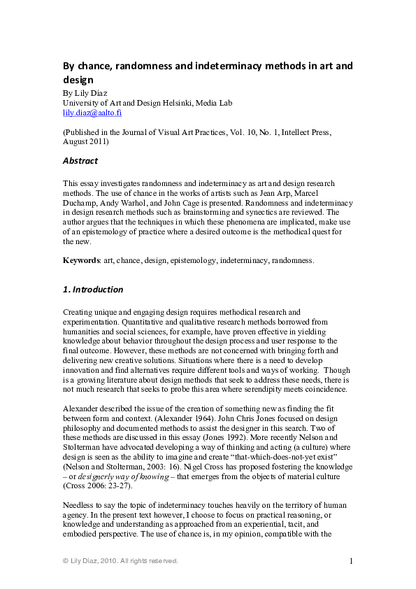 (PDF) Non-intentional art practices in design