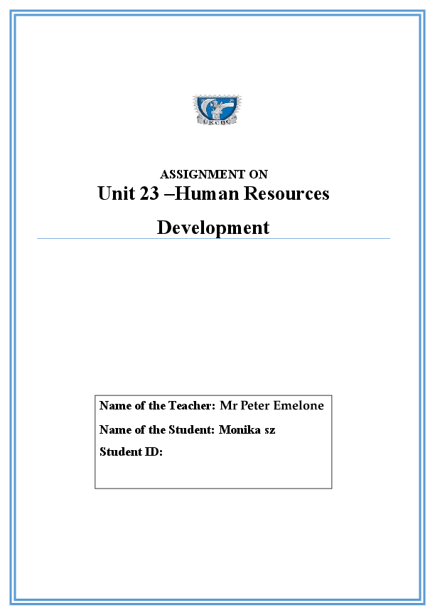 (DOC) Unit 23 –Human Resources Development