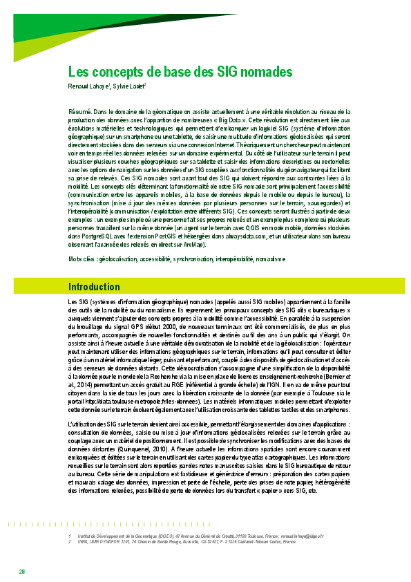 (PDF) Les concepts de base des SIG nomade (PDF) Les concepts de base des SIG nomade