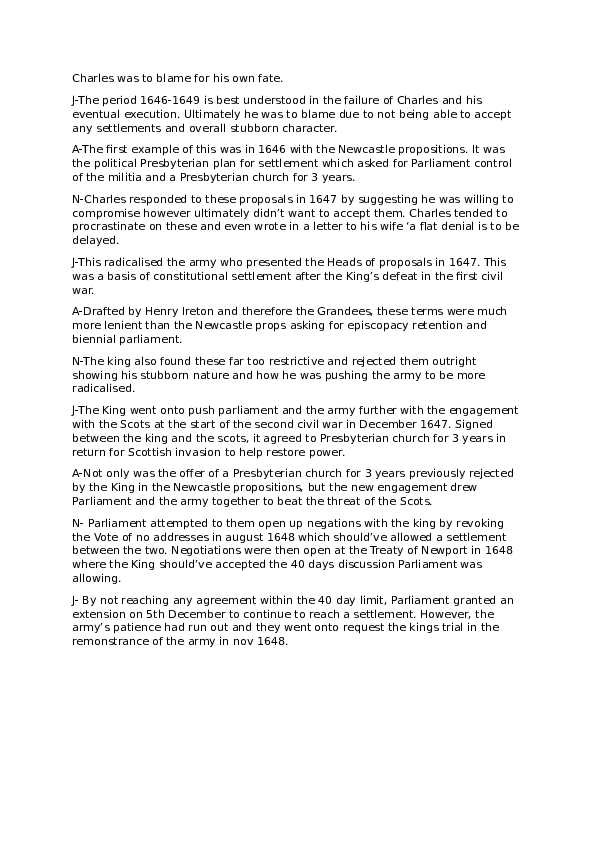 (DOC) What opposition did Charles face during personal rule and how w