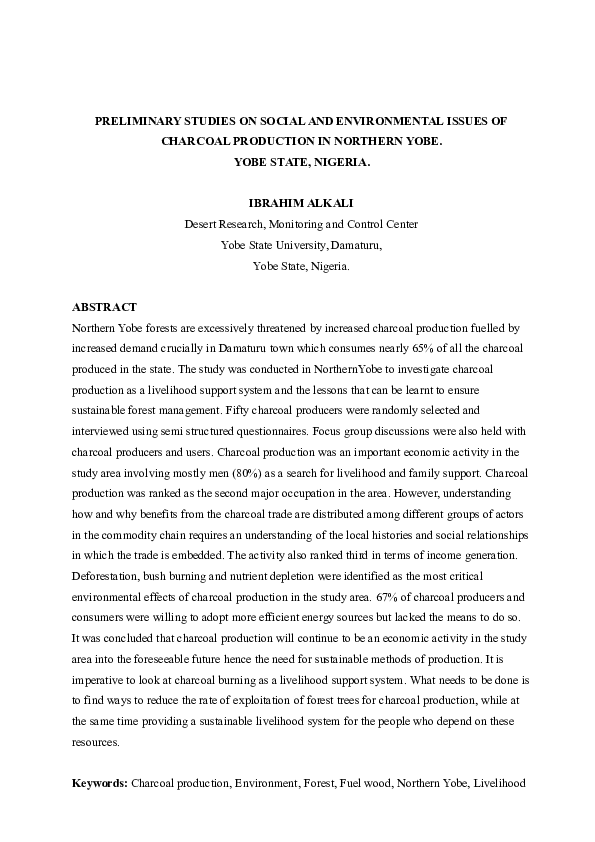 (DOC) social and environmental effects of charcoal production in ...