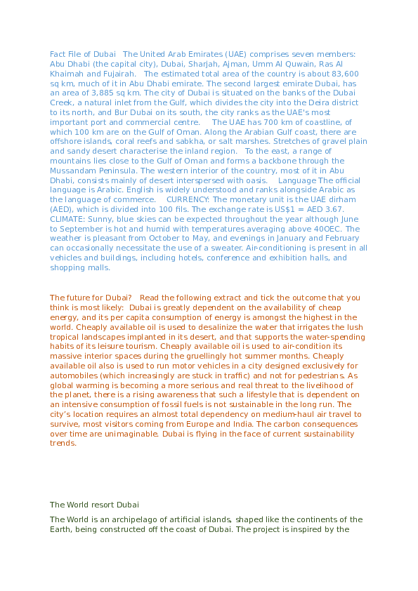 (DOC) Fact File of Dubai The United Arab Emirates