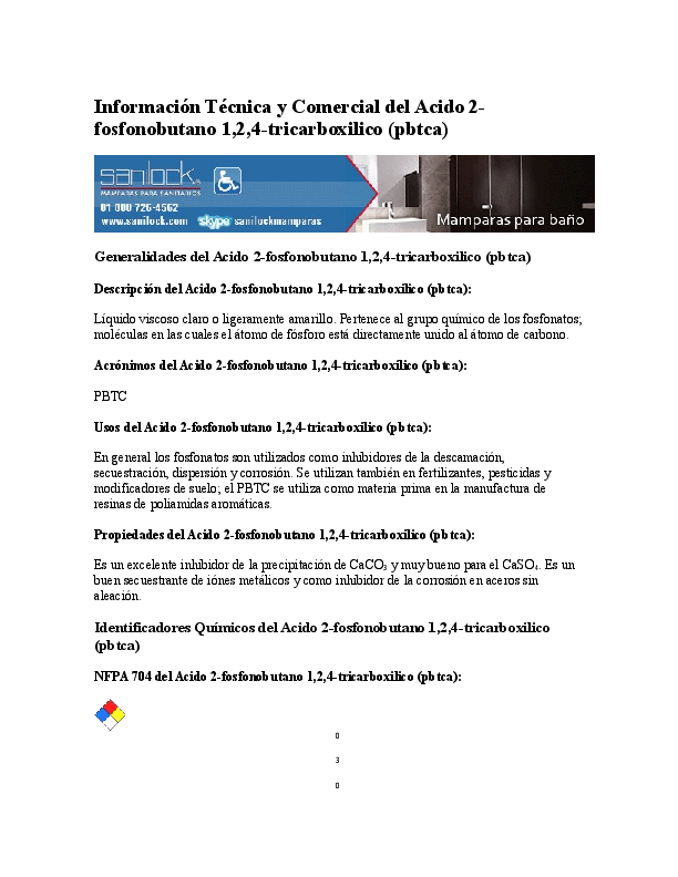 (DOC) Información Técnica y Comercial del Acido 2-fosfonobutano 1,2,4 ...