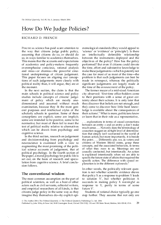 How do we judge policies?