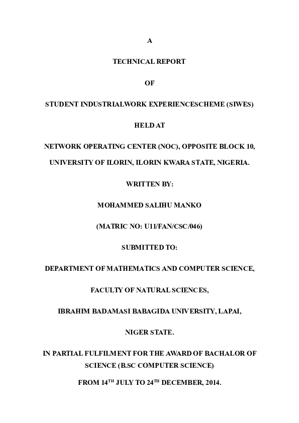 (DOC) Networking Siwes report