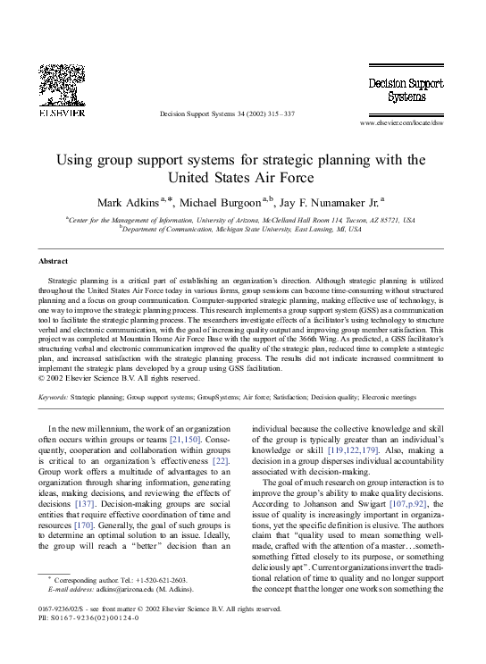 (PDF) Using group support systems for strategic planning with the ...