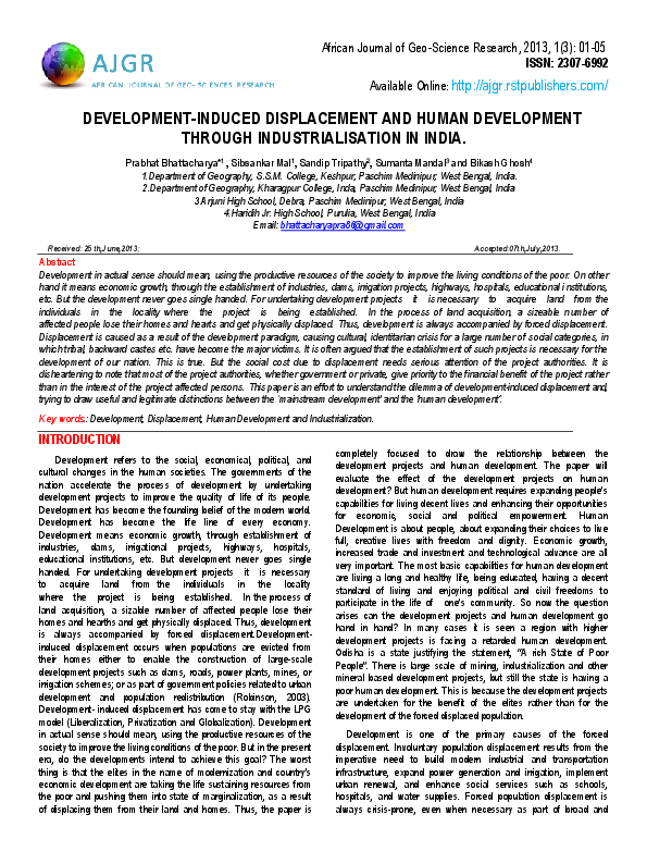 (PDF) Development-induced displacement and human development through ...