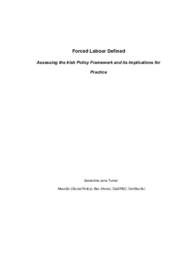 (PDF) Forced Labour Defined - Assessing the Irish Policy Framework and ...