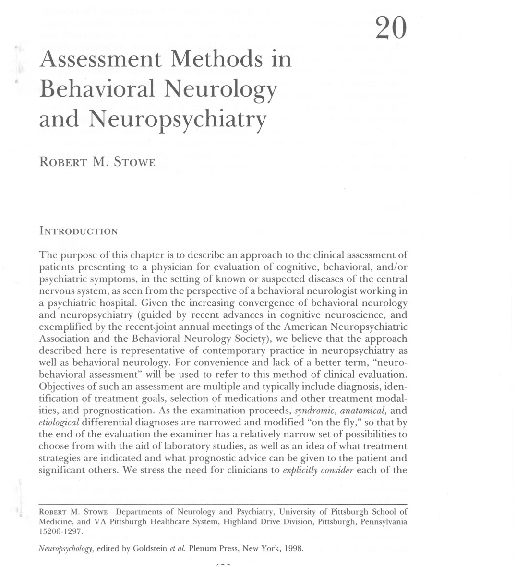 (PDF) Assessment Methods in Behavioral Neurology and Neuropsychiatry