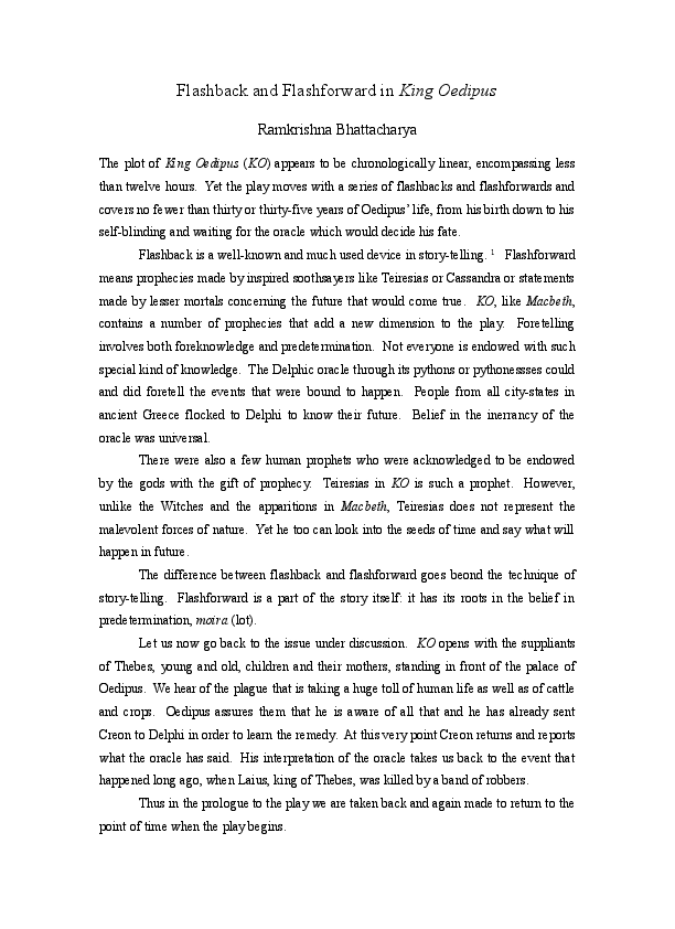 (DOC) Flashback and Flashforward in 'King Oedipus'