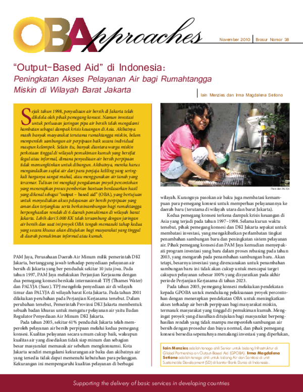 (PDF) Supporting the delivery of basic services in developing countries