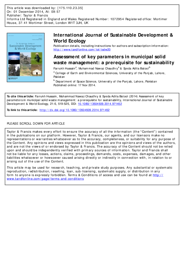 (PDF) International Journal of Sustainable Development & World Ecology ...