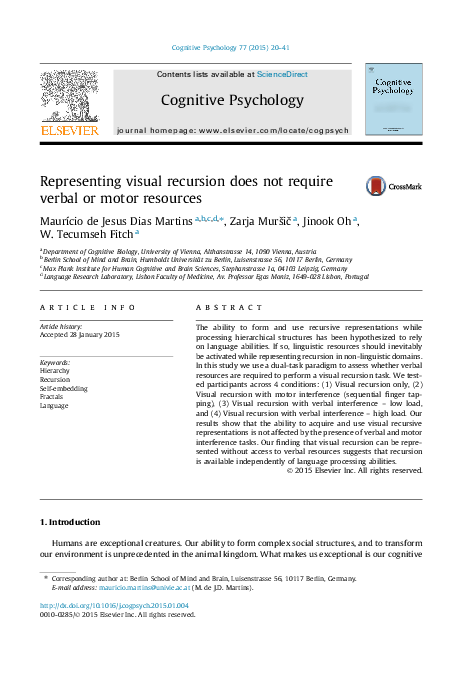 Pdf Representing Visual Recursion Does Not Require Verbal Or Motor