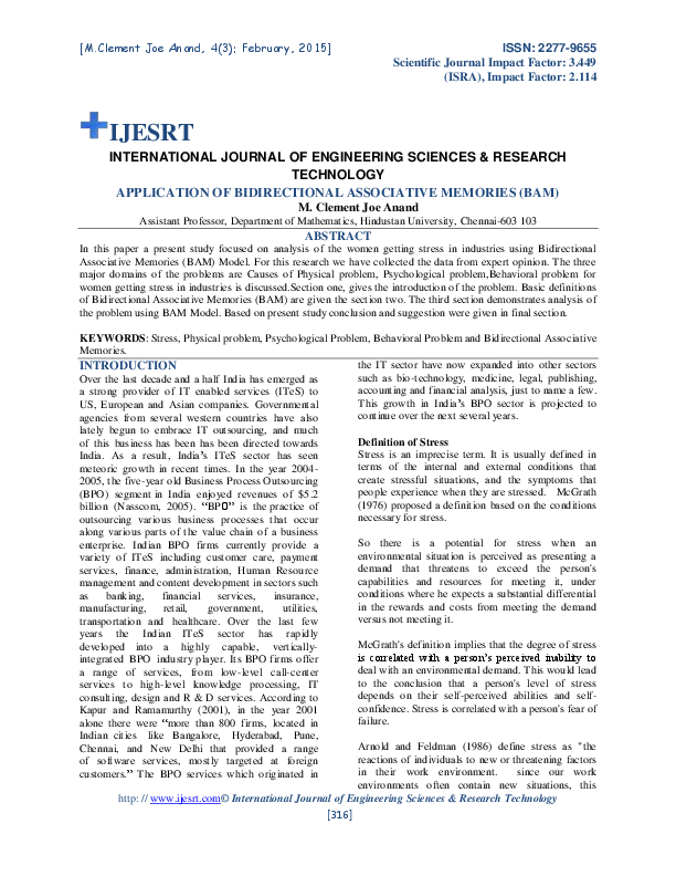 Pdf Application Of Bidirectional Associative Memories Bam