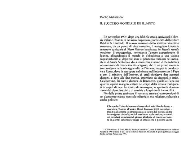 (PDF) Il successo mondiale del romanzo "Il Santo"