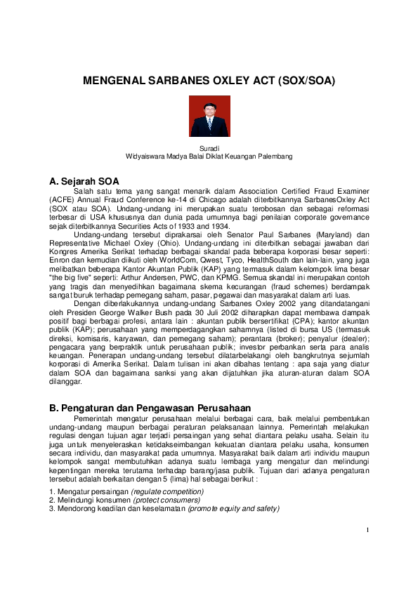 (PDF) MENGENAL SARBANES OXLEY ACT (SOX/SOA