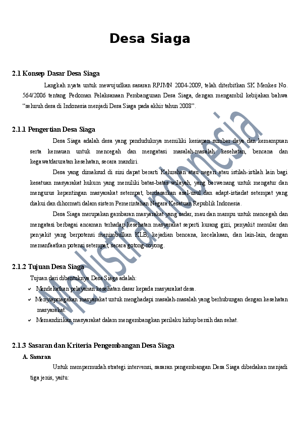 Desa Siaga 2.1 Konsep Dasar Desa Siaga