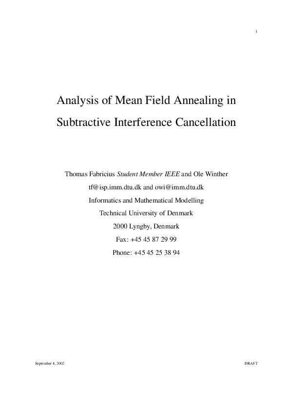 (PDF) Analysis of Mean Field Annealing in Subtractive Interference Cancellation | Thomas ...