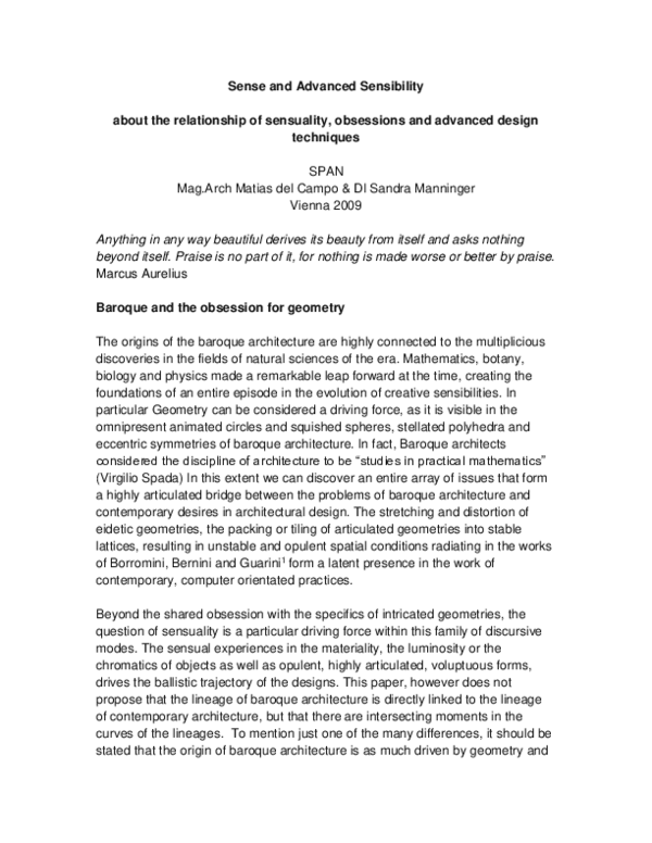 (PDF) Sense and Advanced Sensibility