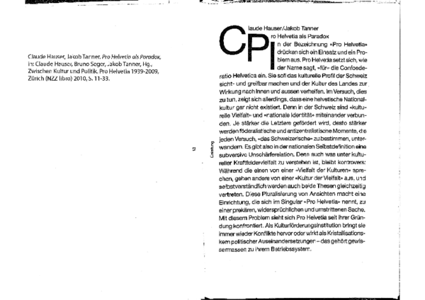 (PDF) Hg. Jakob Tanner / Claude Hauser/ Bruno Seger, Zwischen Kultur ...