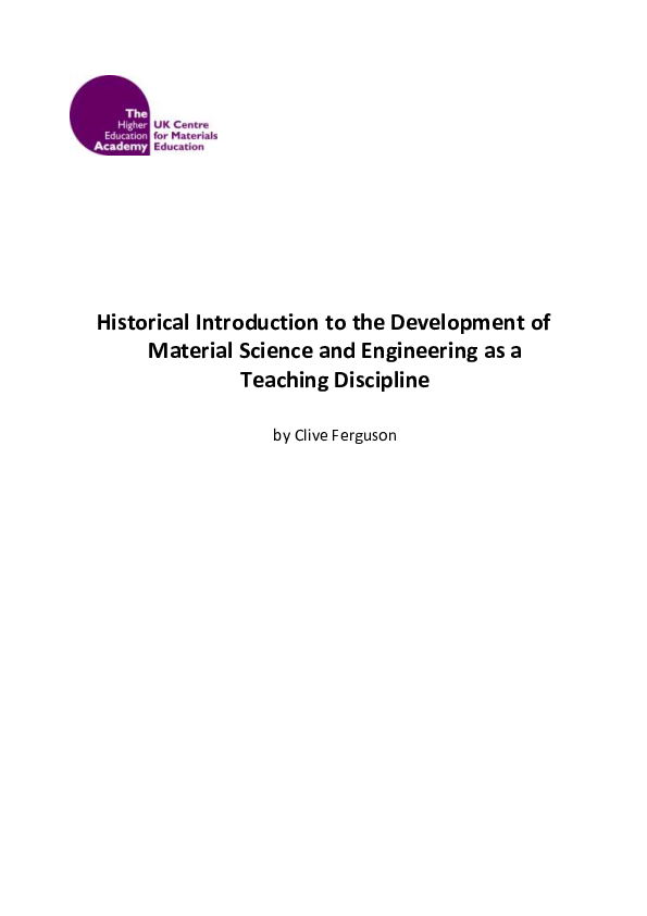 (PDF) Historical Introduction to the Development of Material Science ...