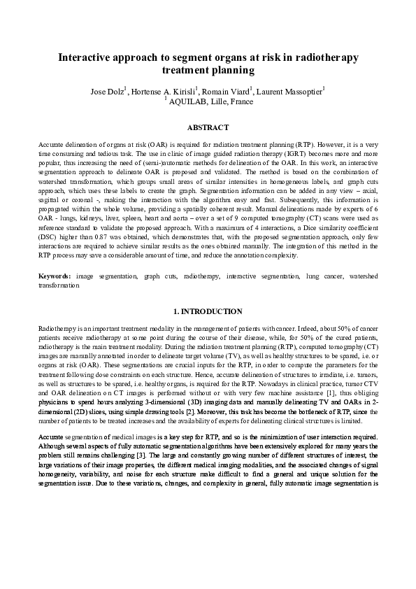 (PDF) Interactive approach to segment organs at risk in radiotherapy ...
