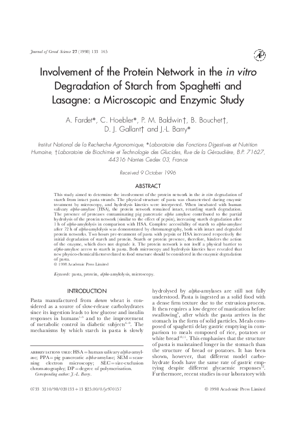(PDF) Involvement of the Protein Network in thein vitroDegradation of ...