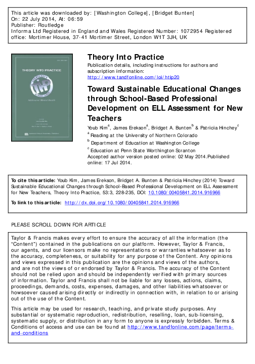 (PDF) Toward Sustainable Educational Changes through School-Based ...