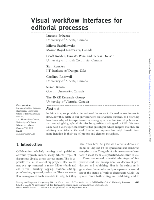 (PDF) Visual Workflow Interfaces for Editorial Processes