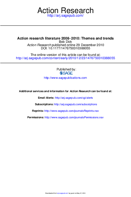 (PDF) Action research literature 2008—2010: Themes and trends