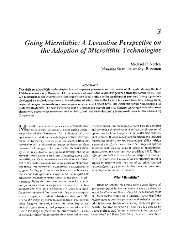 (PDF) Going Microlithic: A Levantine Perspective on the Adoption of ...