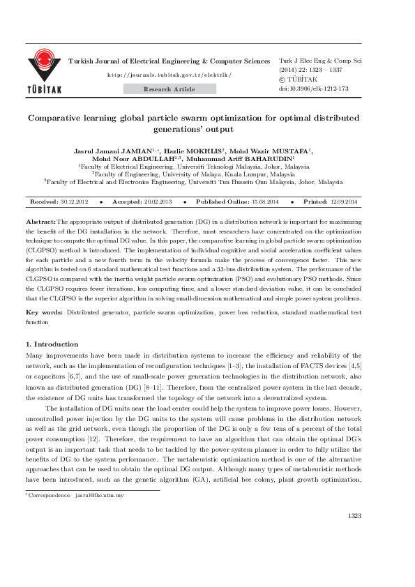 Comparative Learning Global Particle Swarm Optimization For Optimal