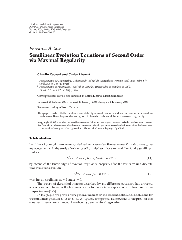 Pdf Semilinear Evolution Equations Of Second Order Via Maximal Regularity