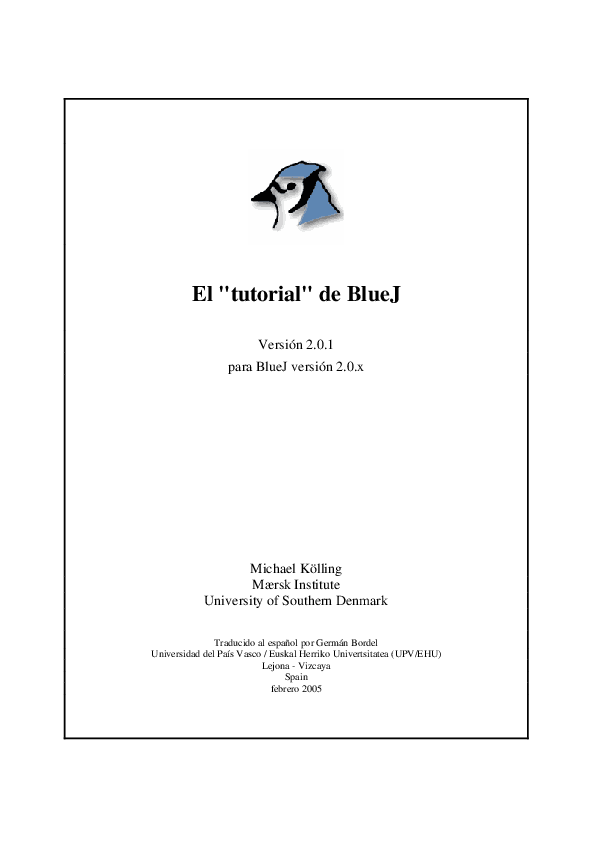 (PDF) El "tutorial" de BlueJ