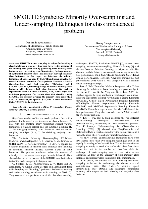 (PDF) SMOUTE:Synthetics Minority Over-sampling and Under-sampling ...
