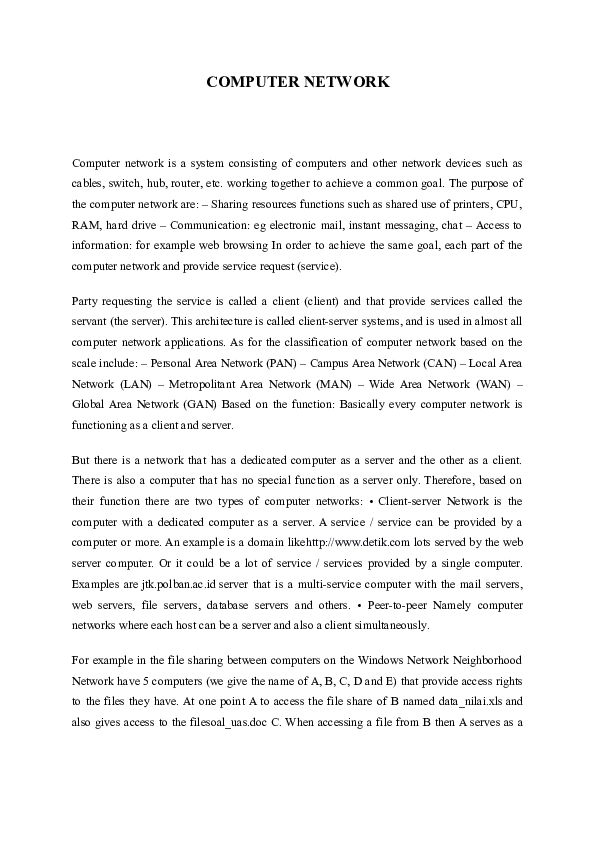 (DOC) COMPUTER NETWORK