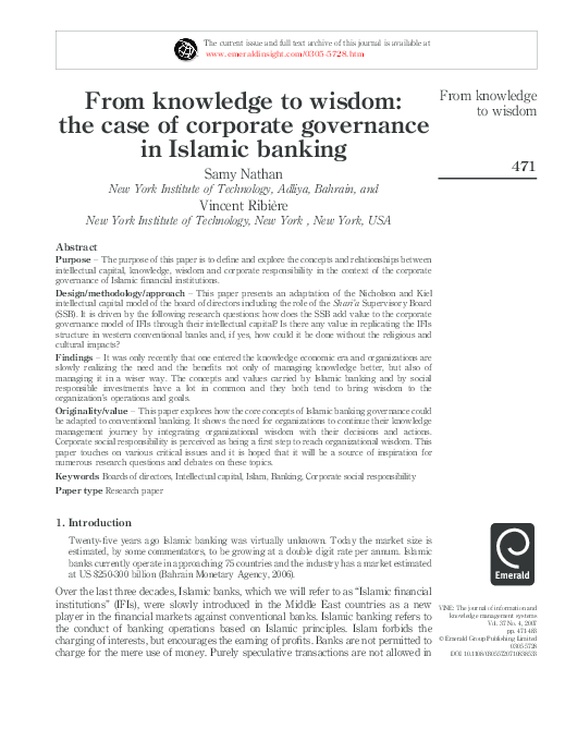 (PDF) From knowledge to wisdom: the case of corporate governance in ...