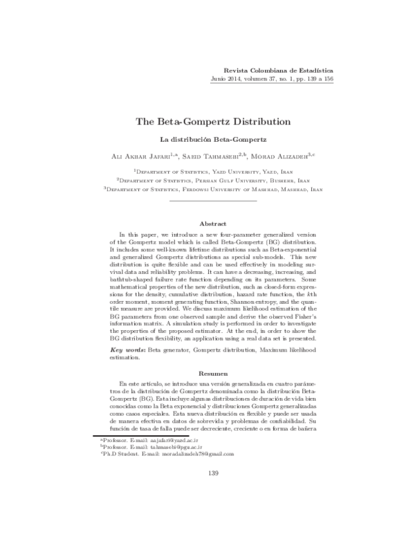 (PDF) The Beta-Gompertz Distribution