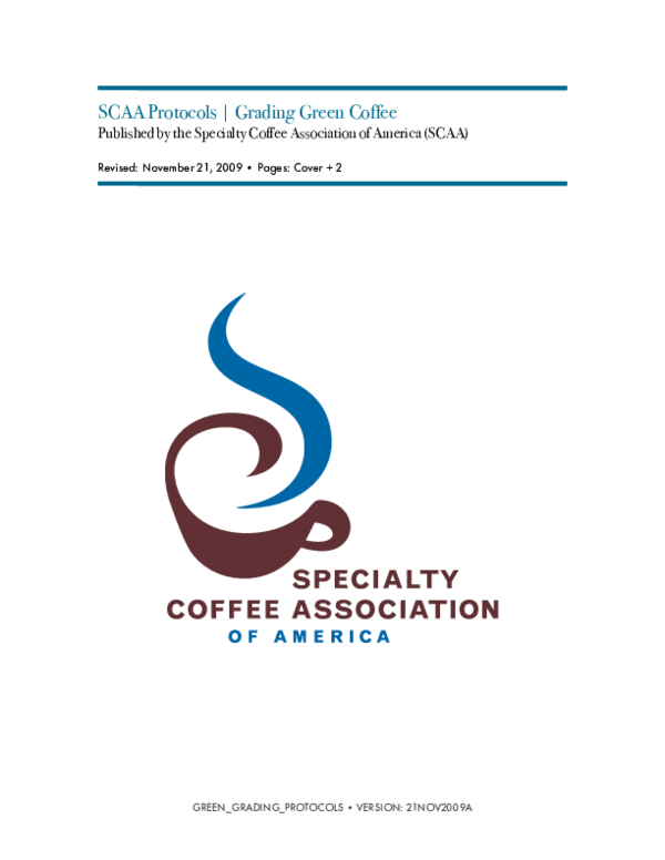 (PDF) SCAA Protocols | Grading Green Coffee Published by the Specialty ...