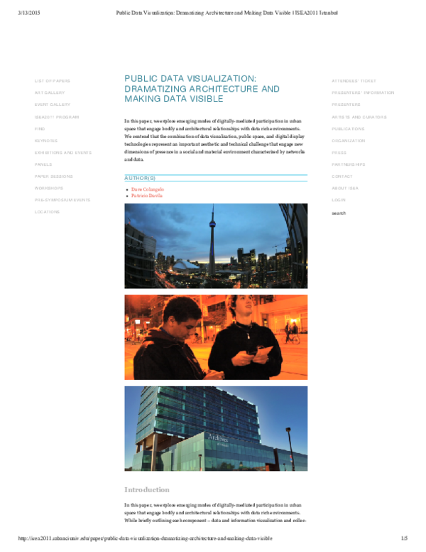 (PDF) Public Data Visualization: Dramatizing Architecture and Making ...
