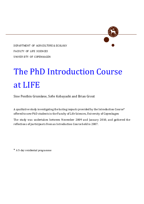 (PDF) The PhD Introduction Course
