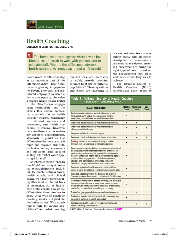 (PDF) Health Coaching