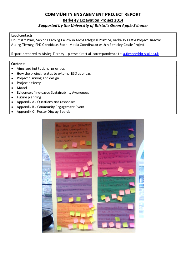 (PDF) COMMUNITY ENGAGEMENT PROJECT REPORT Berkeley Excavations 2014