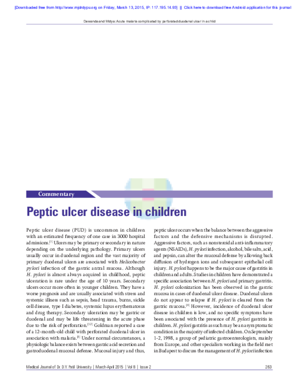(PDF) Peptic ulcer disease in children