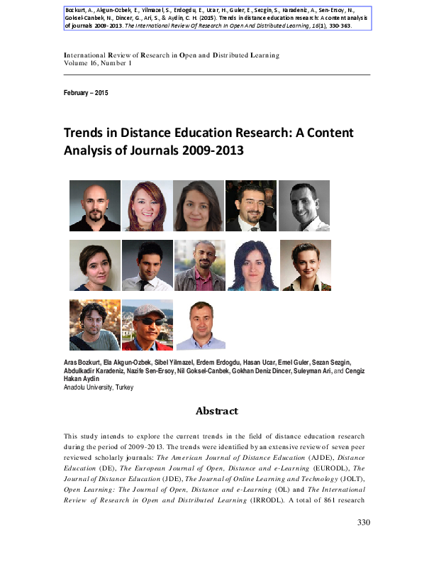 (PDF) Trends in Distance Education Research: A Content Analysis of ...