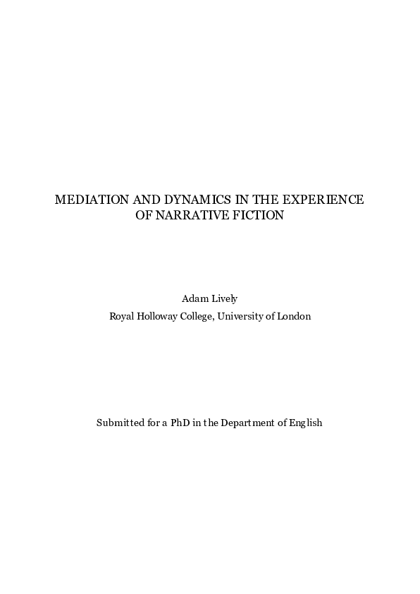 (PDF) Mediation and Dynamics in the Experience of Narrative Fiction ...