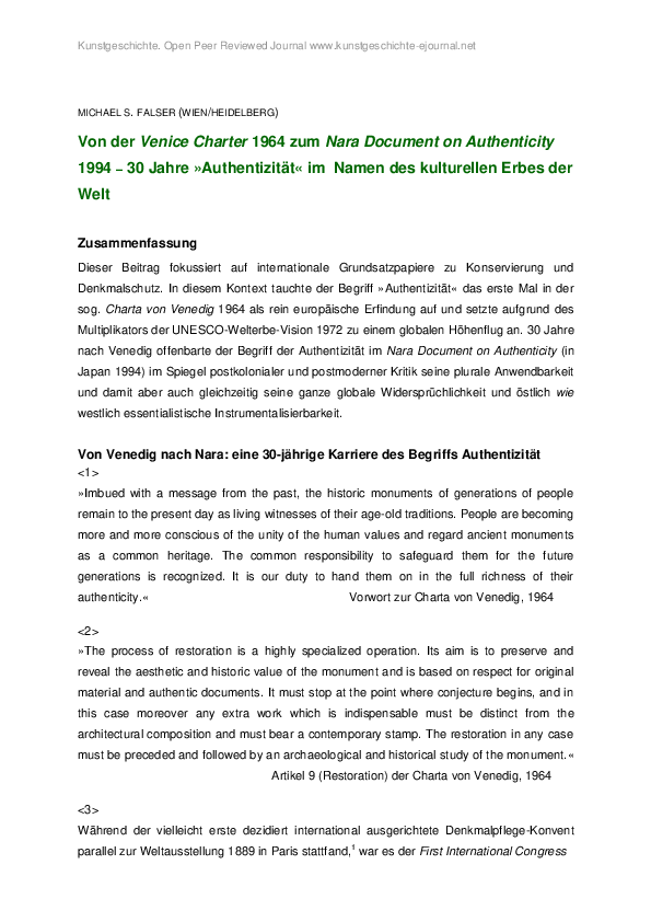 (PDF) Von der Venice Charter 1964 zum Nara Document on Authenticity ...