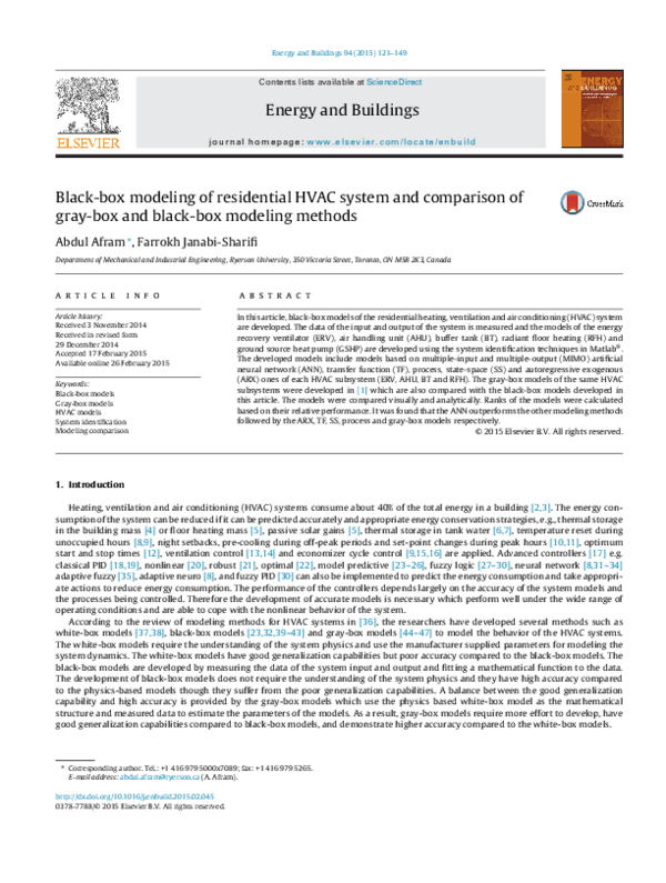 (PDF) Black-box modeling of residential HVAC system and comparison of ...